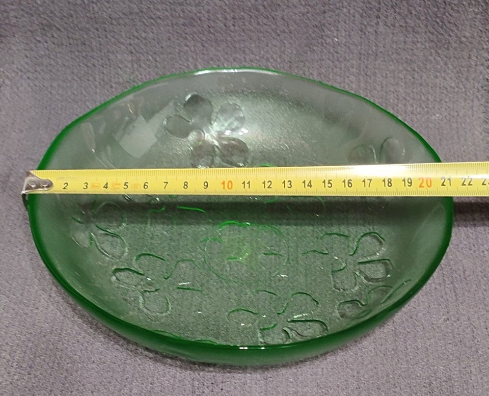 Villeroy Boch Bowl On Foot And Plate Vintage Pressed Green Glass | eBay