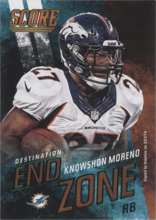 2014 Score - Destination Endzone Knowshon Moreno #DE4 Green for sale ...