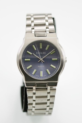 Decade Watch Men Stainless Silver Steel Water Resistant Battery Blue ...