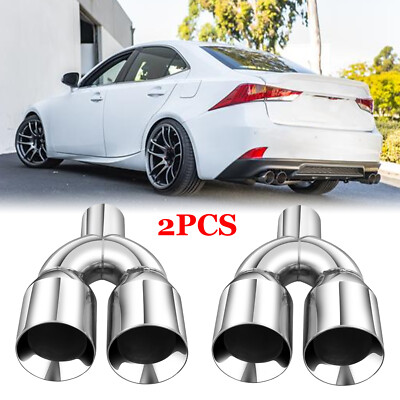 2PCS Dual Exhaust Pipe Tip 2.5" IN 3.5'' OUT For Lexus IS200t IS250 ...