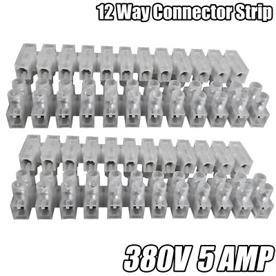 12 WAY CONNECTOR STRIP CHOC BLOCK TERMINAL 5 AMP ELECTRICAL CONNECTION ...