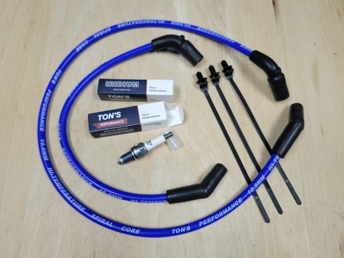 Tons Blue 10mm Spark Plug & Wires kit Harley H-D FLT FLHT FLHR FLTR ...