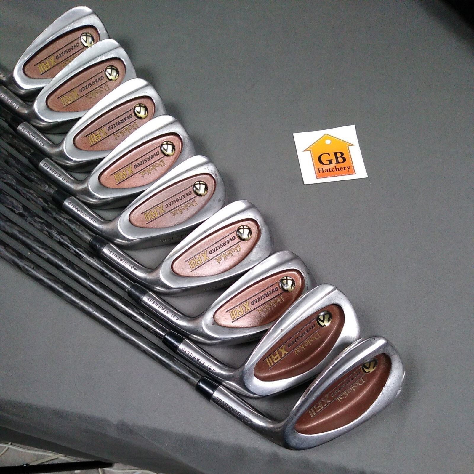 12 VINTAGE POLE-KAT XR2 STAINLESS POWER XRII GOLF CLUBS with free ...