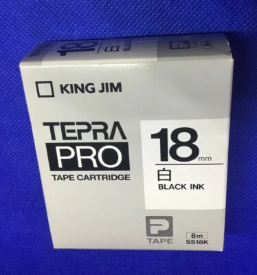 KING JIM Japanese Tepra Pro 18MM White / Black Tape Cartridge *USA ...