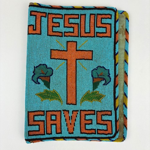 Native American Fully Beaded Bible Cover Plateau Floral Design Vintage ...