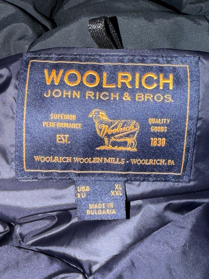 Woolrich Men's XL Navy Parka Coat Waterproof Down Real Coyote Fur Hood ...