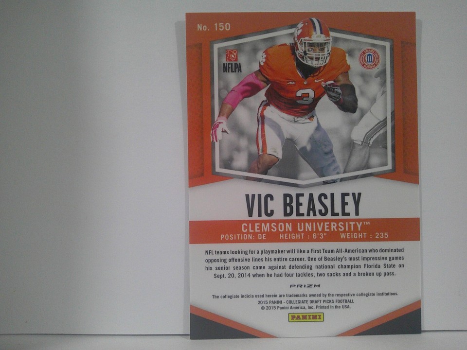 2015 Panini Prizm Collegiate Draft Picks Silver Vic Beasley Jr #150 ...