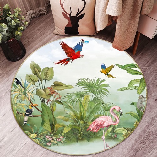 3D Parrot Flamingo A2085 Game Non Slip Rug Mat Photo Round Carpet Amy ...