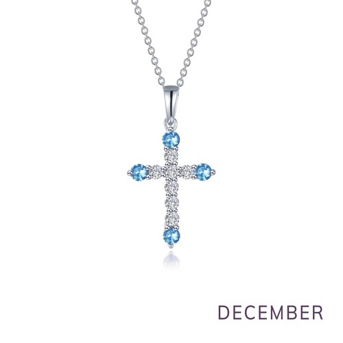 BRAND NEW Lafonn Platinum Bonded December Birthstone Cross Necklace ...