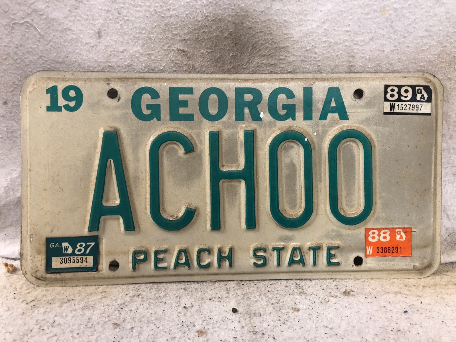 Vintage 1983 Georgia Vanity License Plate “ACHOO” SNEEZE COLD FLU | eBay