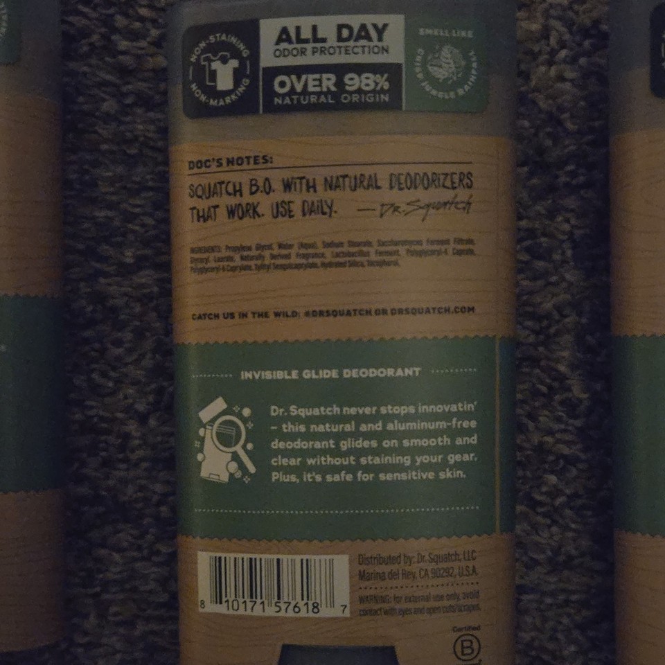 Dr. Squatch Invisible Glide Deo Aluminum-Free Rainforest Rapids 3 Pack ...