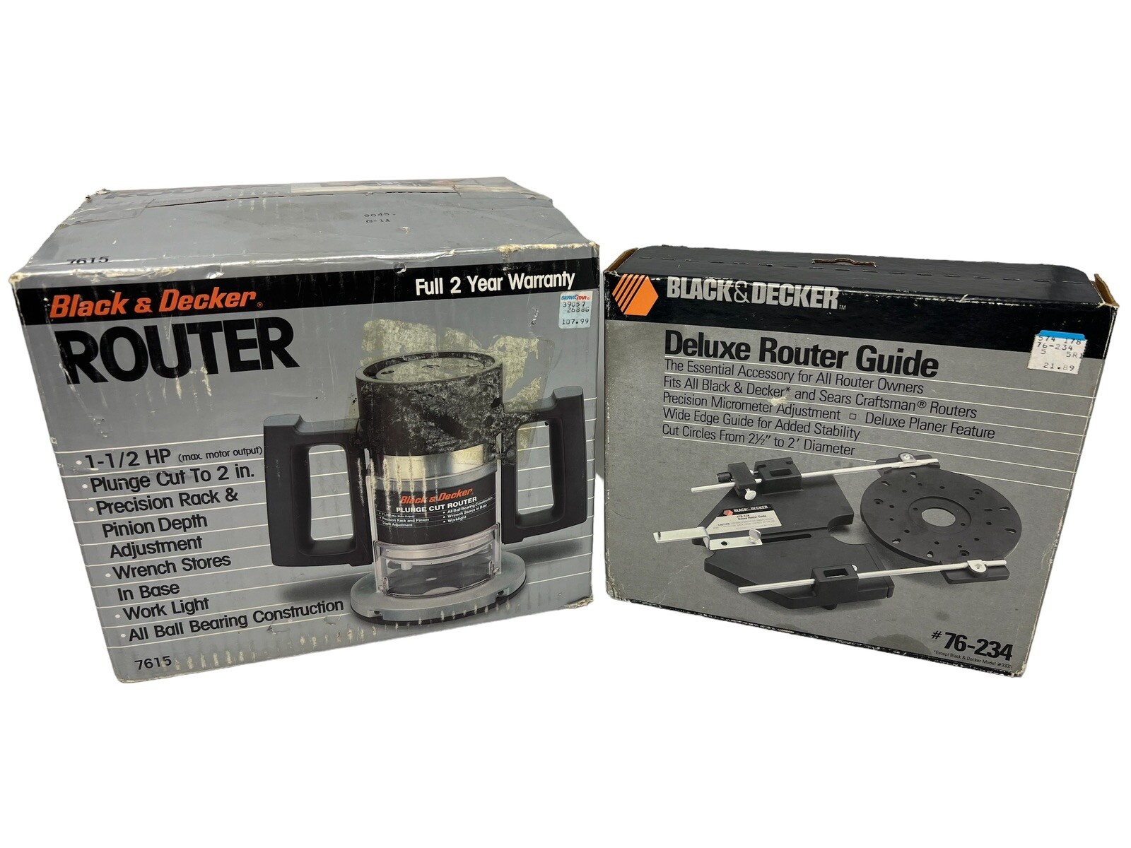 Black & Decker 7615 1 1/2 HP Plunge Cut Router & 76-234 Deluxe Router ...