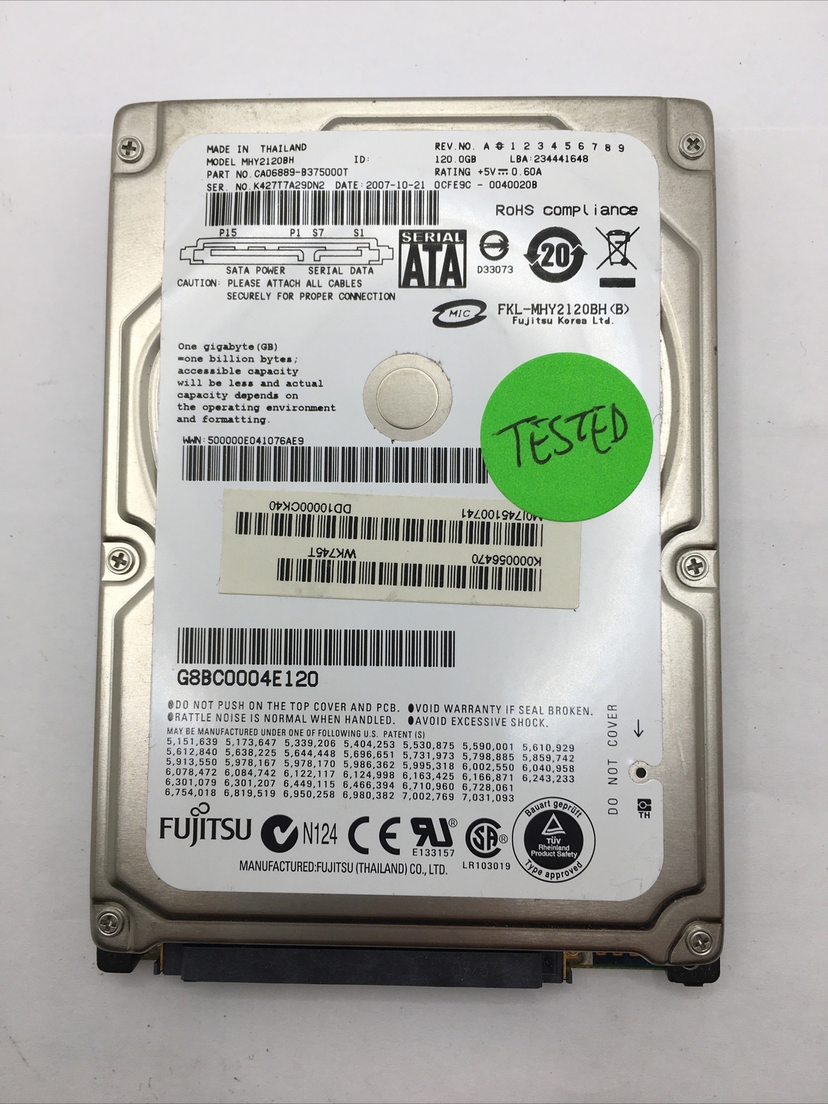 Fujitsu Hard Drive 120GB MHY2120BH 2.5" SATA Tested | eBay