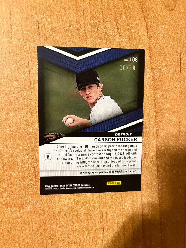 2023 Panini Elite Extra Edition - Carson Rucker - Prime Numbers Auto #d ...