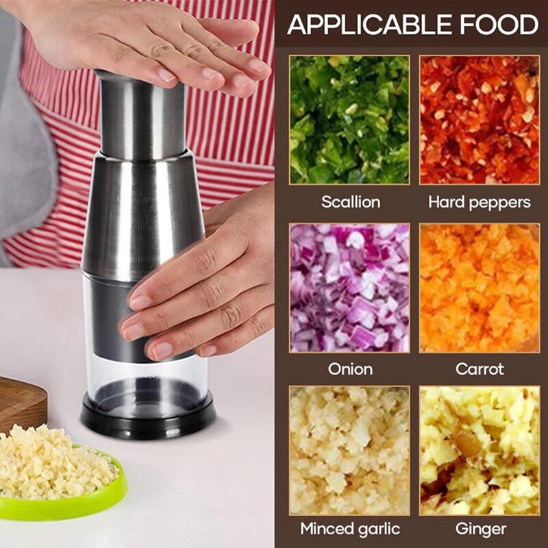 Manual Food Chopper Hand-Pressed Kitchen Crusher for Garlic, Peppers ...