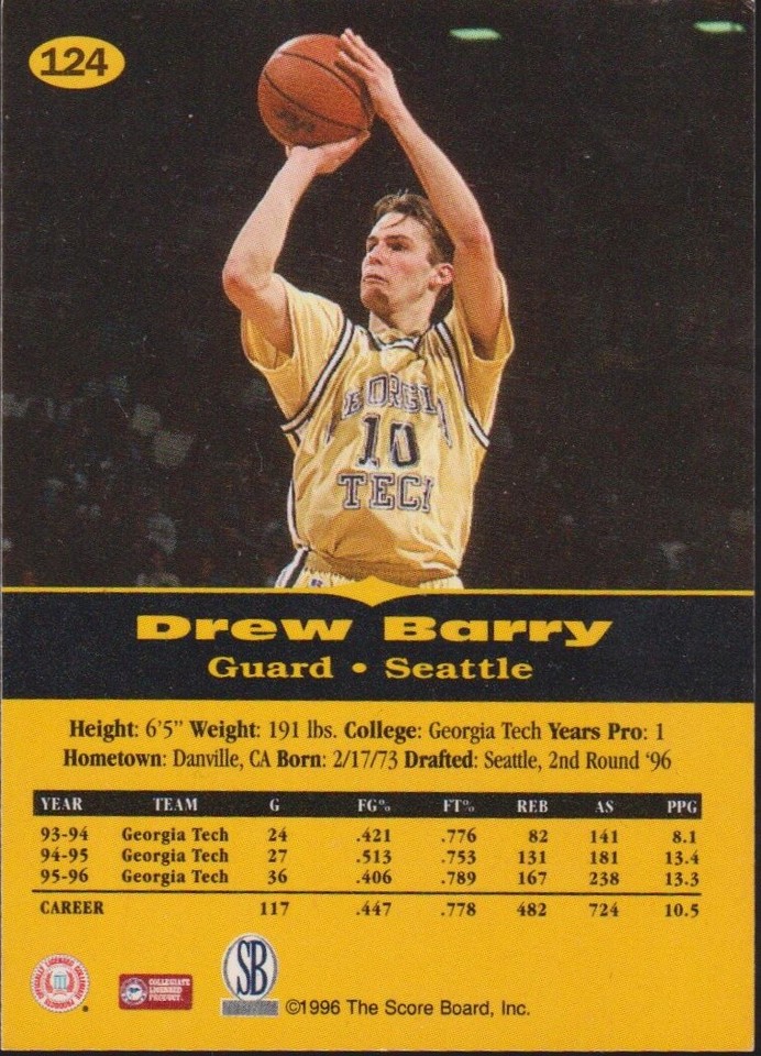 1996-97 Score Board All Sport PPF Drew Barry #124 | eBay