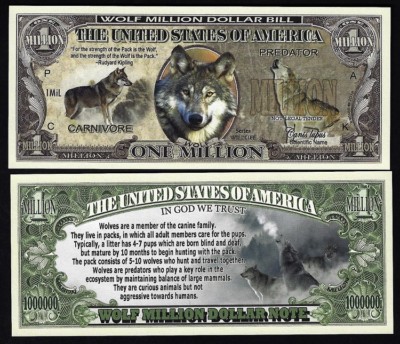Wolf Million Dollar Novelty Bill with facts - Lot of 2 Bills | eBay