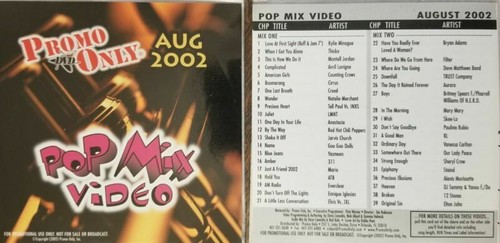 PROMO ONLY DVD Pop Mix Video 2002 September U2 Creed Elvis N'Sync ...
