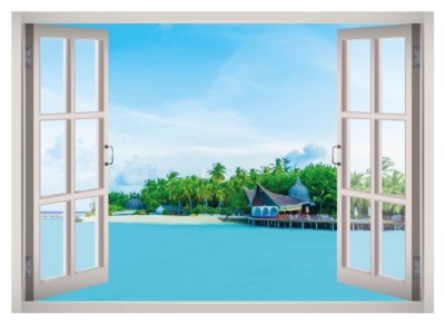 Bora Bora Beach Island Window 3D Wall Decal Art Mural Decor Canvas ...