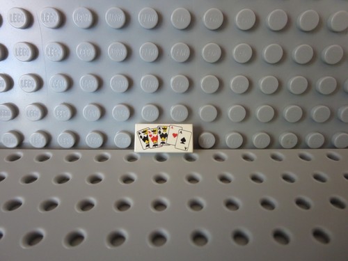 Lego White Tile 1 x 2 with Playing Cards Full House Pattern Piece ...