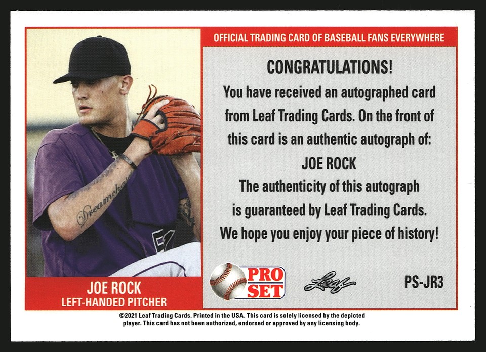 2021 Pro Set Joe Rock #PS-JR3 Autographs AU | eBay