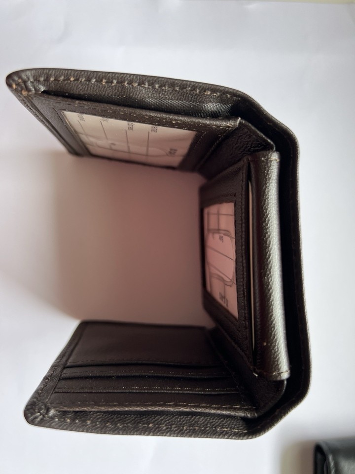 New Mens Genuine Leather Trifold Wallet 3 ID Window Credit Card Holder ...