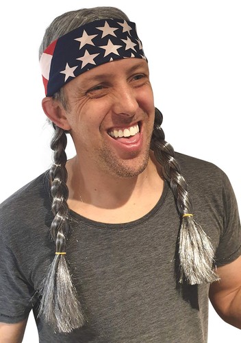 Hippie Willie Wig Cowboy Country Braids Wig Bandana - One Size Fits All ...
