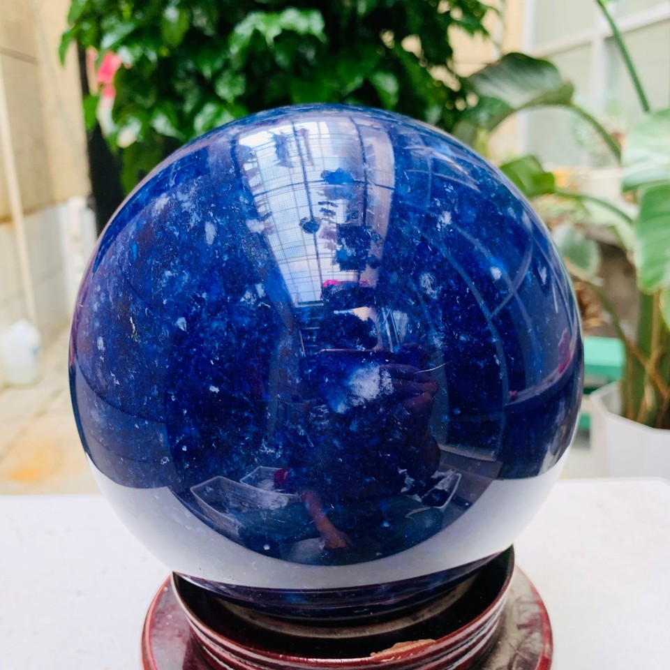 9.3LB blue Smelting Stone Quartz Sphere Crystal Energy Ball Reiki ...