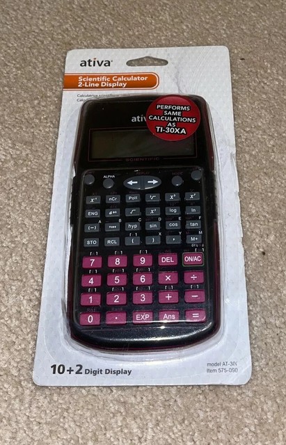 Ativa Scientific Calculator 2 Line Display At-30i Trig Fraction ...