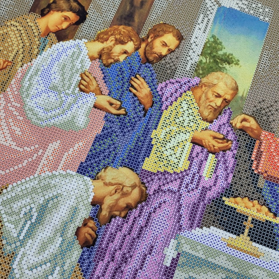 Beaded Embroidery Kit DIY Beaded Stitching Stamped Bead Needlepoint ...