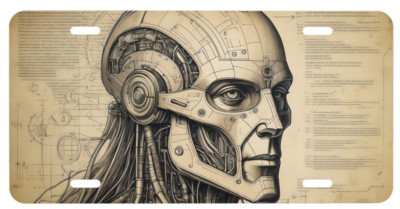 Da Vinci Male Cyborg Sketch License Plate 6 X 12 Inches Aluminum New | eBay