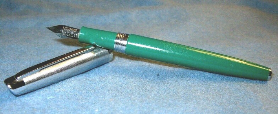 CLEAN 1960'S ESTERBROOK GREEN/CHROME CARTRIDGE SAFARI FOUNTAIN PEN 9550 ...