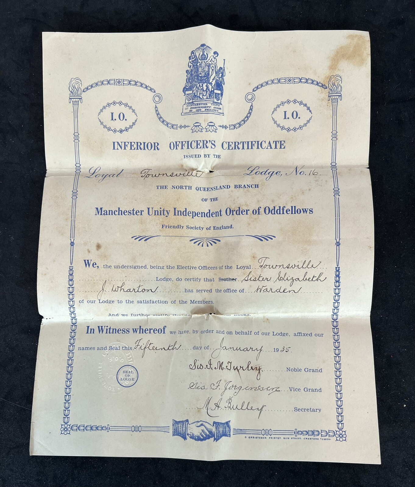 Assorted 1930s Manchester Unity Independent Order Of Odd Fellows ...