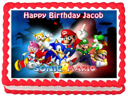 MARIO BROS AND SONIC Party Edible Cake topper image | eBay