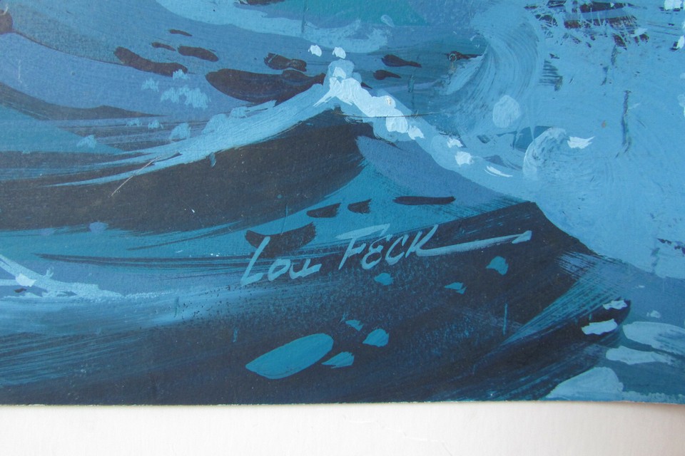 Lou Feck original signed illustration painting boating nautical art | eBay