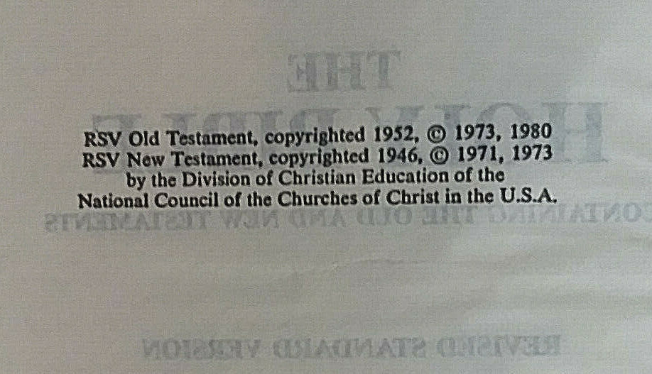 AMERICAN BIBLE SOCIETY ABS HOLY BIBLE REVISED STANDARD VERSION 1980 | eBay
