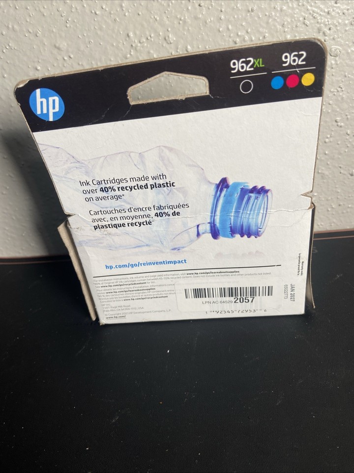 Genuine HP 962XL Black & 962 Color Ink Officejet 4-pack NEW Sealed Exp ...