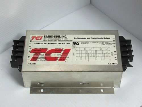 TCI TRANS-COIL INC 3 PHASE 3PH RFI POWER LINE FILTER KRF45CTB 45 AMP ...