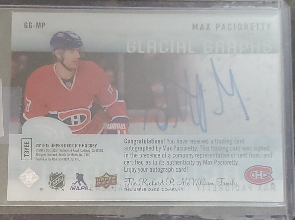 2014-15 Upper Deck Ice Glacial Graphs Max Pacioretty #GG-MP Auto | eBay
