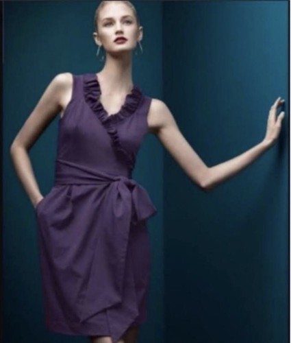Diane Von Furstenberg Hampton Purple Wrap Ruffle Neckline Sleeveless | eBay