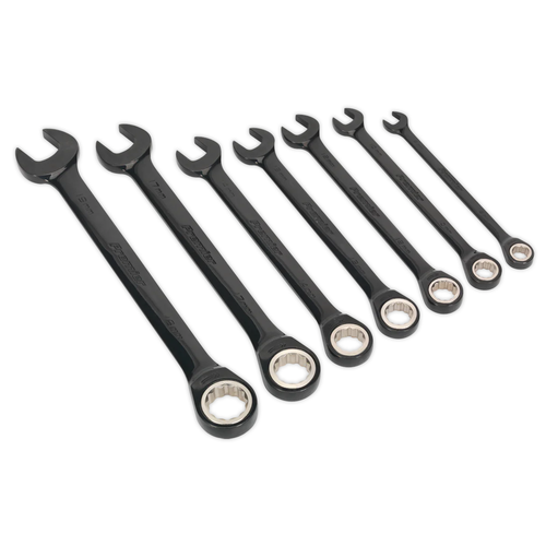 Sealey Combination Ratchet Spanner Set 7pc Black Series Metric | eBay UK