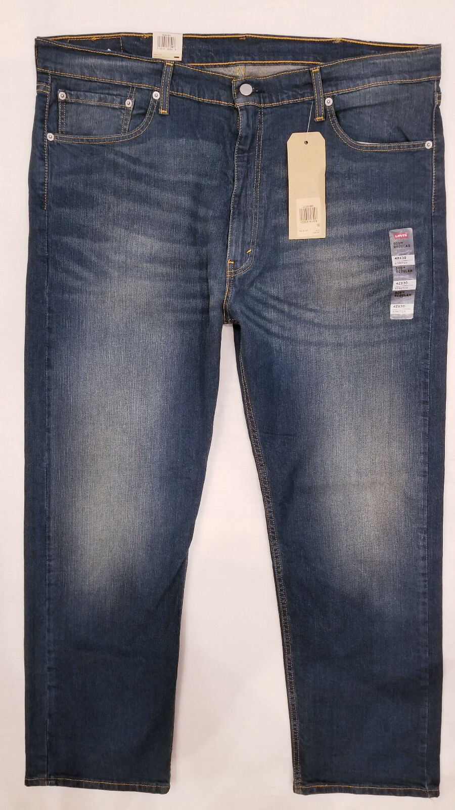Levis 505 Mens Regular Fit Straight Leg Stretch Jeans 42x30 #005051064 ...
