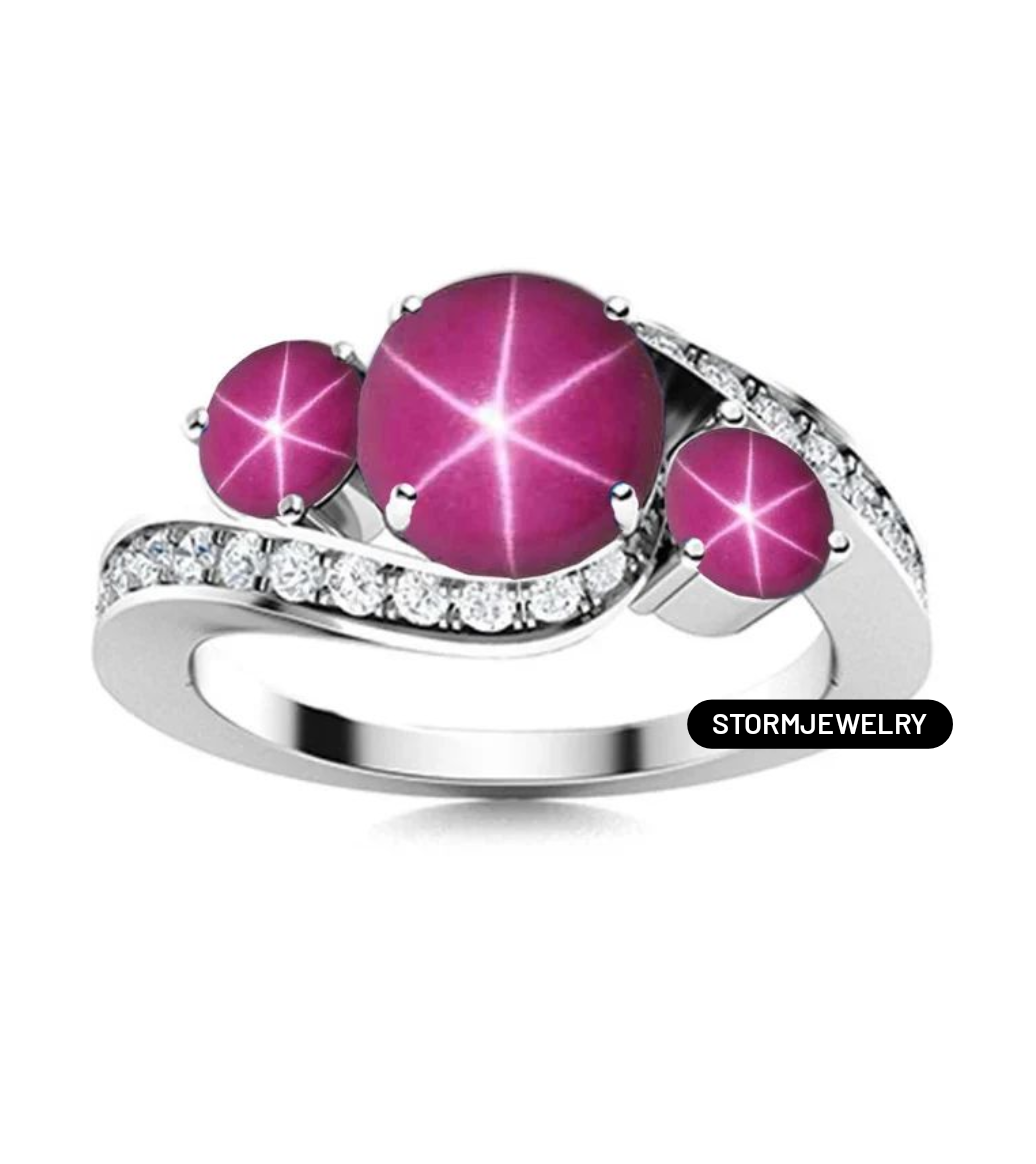 Unique Pink Star Sapphire Ring Handmade 925 Sterling Silver Pink Lindy ...