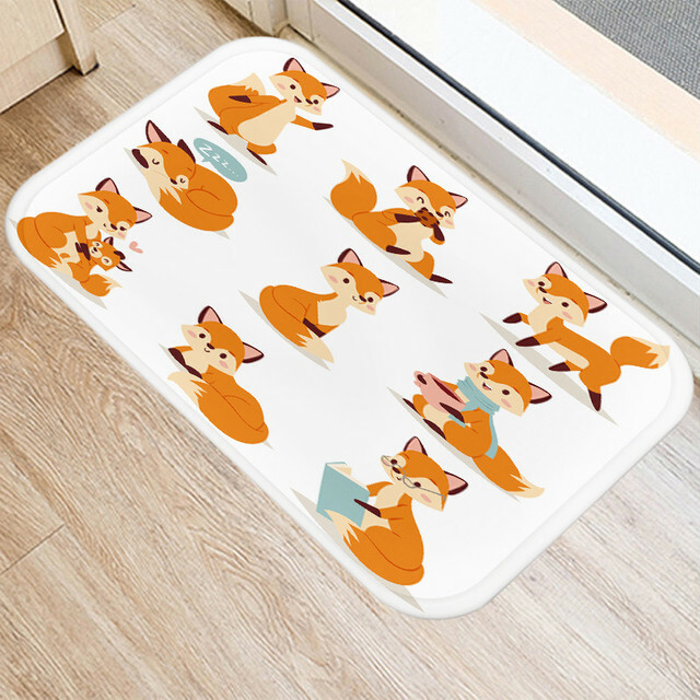 Cartoon fox Door Mat Indoor Hallway Balcony Mats Velvet Living Room ...