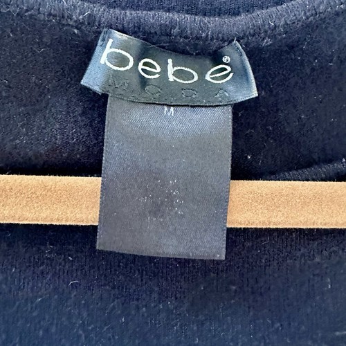 Vtg Bebe Shirt Women’s Medium Rhinestone Baby Tee Bedazzled Black Y2K T ...