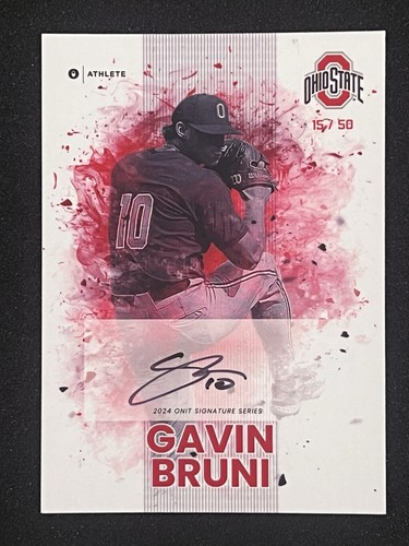 GAVIN BRUNI 2024 Onit Ohio State Baseball Signature Series WHITE 15/50 ...