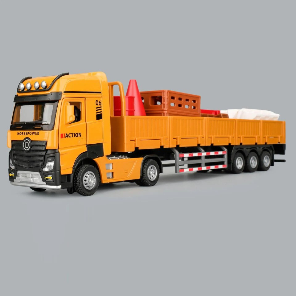 1:32 Alloy Roadblock Transport Vehicle Flatbed Trailer Diecast Toy ...