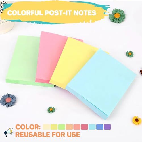 504 Sheets 3x3 Inch Colorful Sticky Notes Self-Stick Note Pads for ...