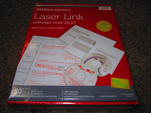 Office DEPOT Laser Link Software Suite W-2 and 1099-misc 50 Employees ...