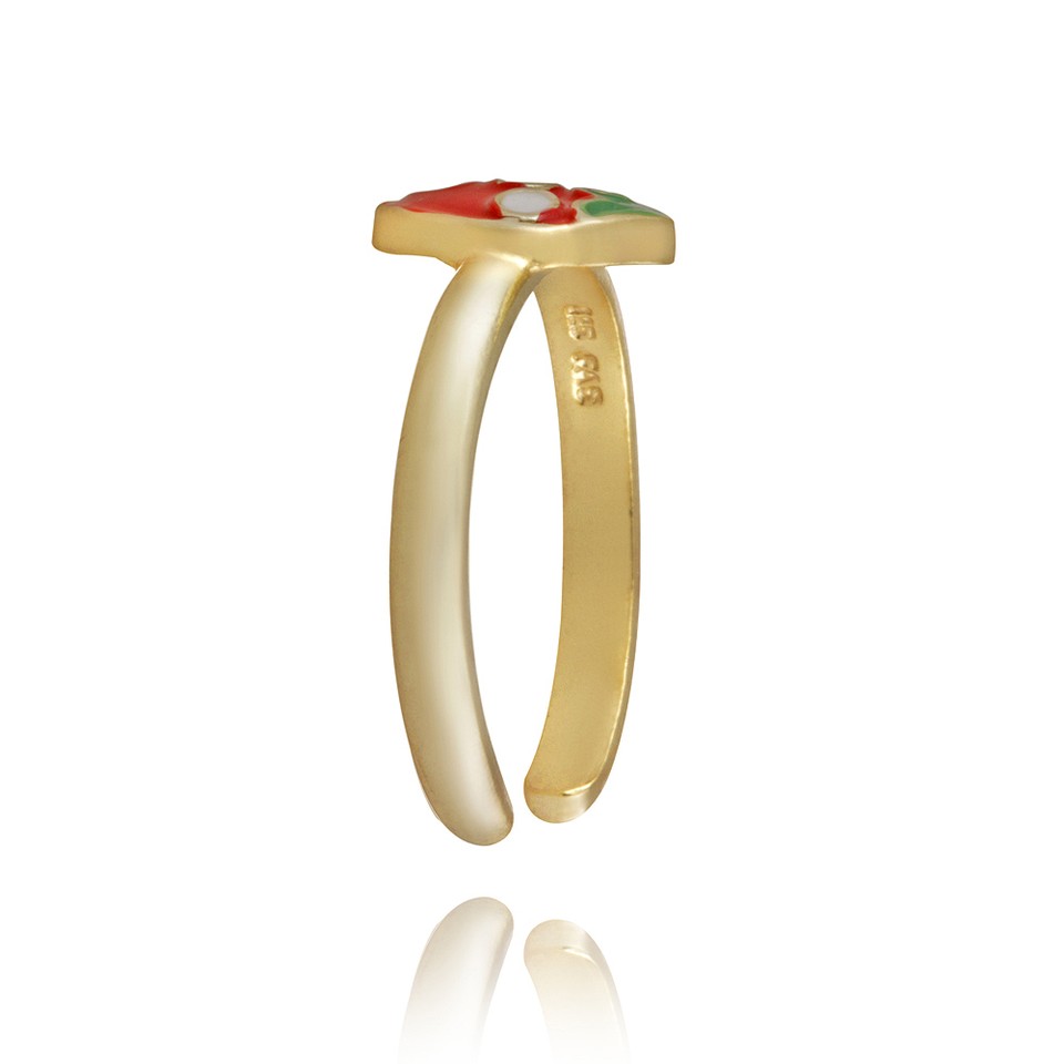 Gold over 925 Silver Strawberry Enamel Toe Ring | eBay